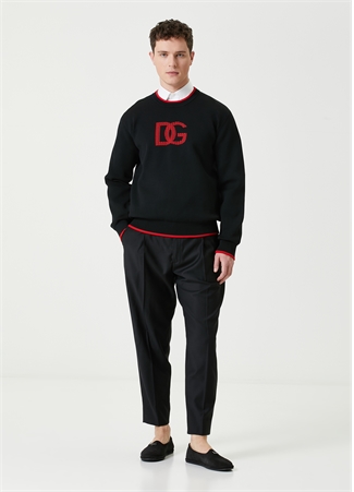 Dolce&Gabbana Erkek Siyah Gold Logo Detaylı Pilili Yün Pantolon 48 IT Dolce&Gabbana Erkek Siyah Gold Logo Detaylı Pilili Yün Pantolon 48 IT