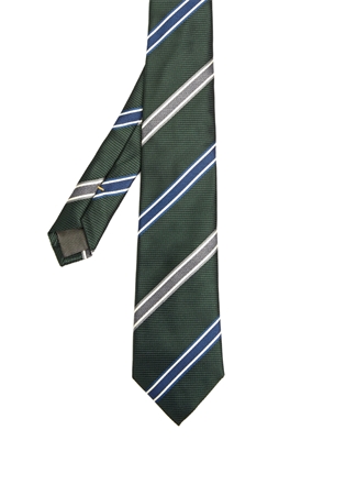 Canali Erkek Haki Verev Çizgili İpek Kravat EU Canali Erkek Haki Verev Çizgili İpek Kravat EU