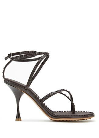 Bottega Veneta Kadın Siyah ince Troklu Bantlı Deri Sandalet Kahverengi 36 EU