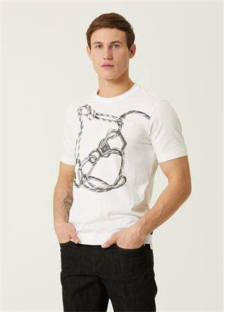 Z Zegna Erkek Beyaz Figür Baskılı Logolu T-shirt L IT