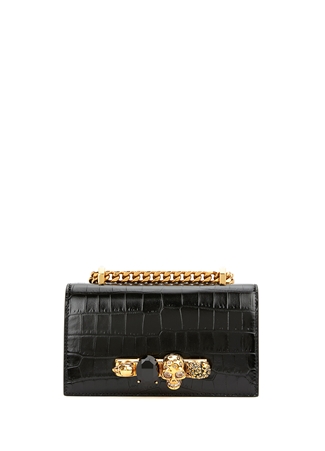 Alexander McQueen Kadın Siyah Kuru Kafa Detaylı Deri Omuz Çantası EU Alexander McQueen Kadın Siyah Kuru Kafa Detaylı Deri Omuz Çantası EU