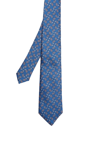 Canali Erkek Mavi Mikro Şal Desenli İpek Kravat EU Canali Erkek Mavi Mikro Şal Desenli İpek Kravat EU