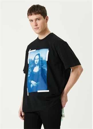 Off-White Erkek Siyah Figür Baskılı T-shirt XS EU