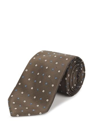 Pal Zileri Erkek Kahverengi Mikro Desenli İpek Kravat EU