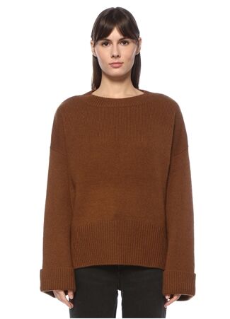 Arch4 Kadın Kahverengi Bisiklet Yaka Kaşmir Kazak EU