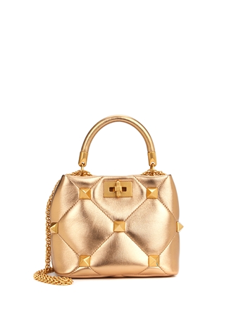 Valentino Garavani Kadın Candystud Gold Deri Omuz Çantası Altın Rengi EU Valentino Garavani Kadın Candystud Gold Deri Omuz Çantası Altın Rengi EU