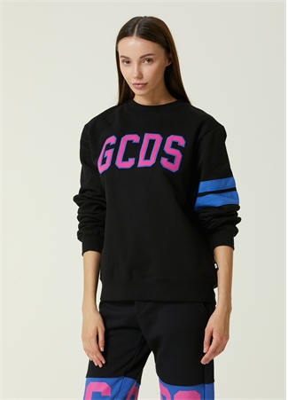 Gcds Kadın Siyah Bisiklet Yaka Logolu Sweatshirt S EU