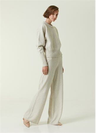 Joseph Kadın Ekru Nopeli Bol Paça Yün Pantolon Bej S EU