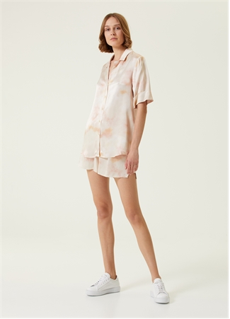 Academia Kadın Altın Rengi Batik Desenli Saten Pijama Gömlek Pembe 42 Academia Kadın Altın Rengi Batik Desenli Saten Pijama Gömlek Pembe 42