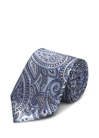 Zegna Erkek Mavi Etnik Desenli İpek Kravat EU