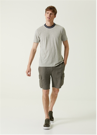 Beymen Collection Erkek Haki Normal Bel Keten Kargo Bermuda 46 IT Beymen Collection Erkek Haki Normal Bel Keten Kargo Bermuda 46 IT