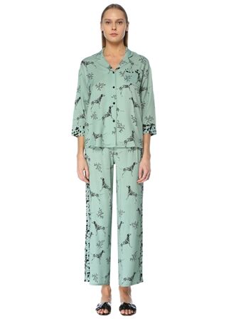 House of Silk Kadın Yeşil Dalmaçyalı Pijama Takımı M EU