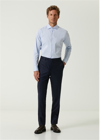 Canali Erkek Lacivert Boru Paça Yün Pantolon 54 IT Canali Erkek Lacivert Boru Paça Yün Pantolon 54 IT