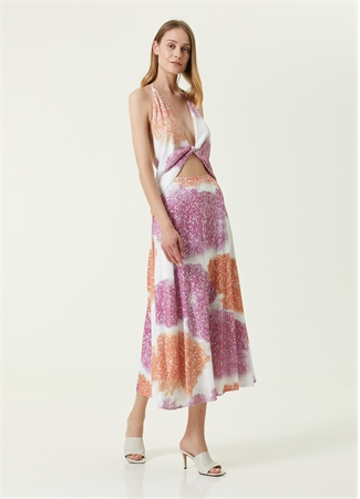 In the Mood for Love Kadın Asben Desenli İşlemeli Midi Kokteyl Elbise S EU