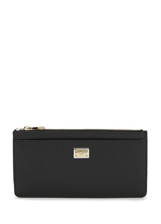 Dolce&Gabbana Kadın Siyah Logo Detaylı Deri Cüzdan EU