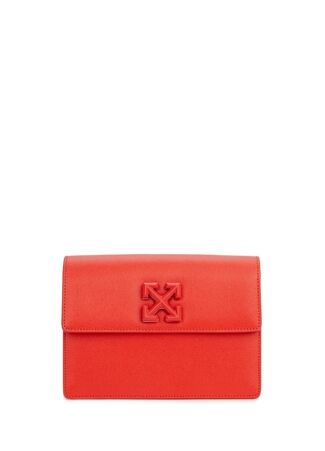 Off-White Kadın Kırmızı Logo Detaylı Deri Omuz Çantası EU