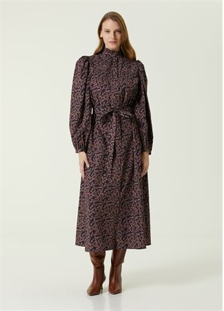 Faraway Kadın Darlene Siyah Desenli Midi Gömlek Elbise 38 EU