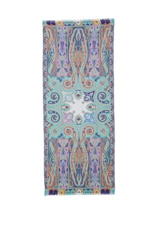 Etro Kadın Mavi Karışık Desenli Yün Şal EU