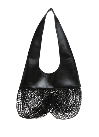 Neous Kadın Siyah File Detaylı Alışveriş Çantası EU