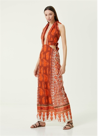 Johanna Ortiz Kadın Kahverengi Derin V Yaka Desenli Maksi Kaftan 6 Us Johanna Ortiz Kadın Kahverengi Derin V Yaka Desenli Maksi Kaftan 6 Us