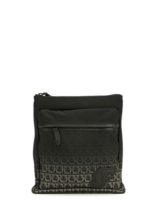 Salvatore Ferragamo Erkek Siyah Logolu Omuz Çantası EU