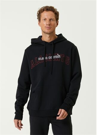 Allsaints Erkek Siyah Kapüşonlu Logolu Sweatshirt XS EU