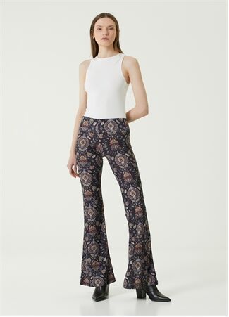 Black Coral Kadın Mavi Desenli Bol Paça Pantolon EU