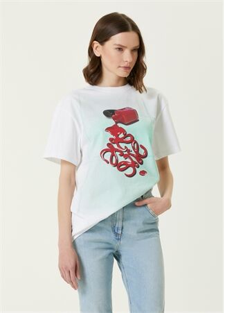 Loewe Kadın Beyaz Bisiklet Yaka Baskılı T-shirt L Eu Loewe Kadın Beyaz Bisiklet Yaka Baskılı T-shirt L Eu