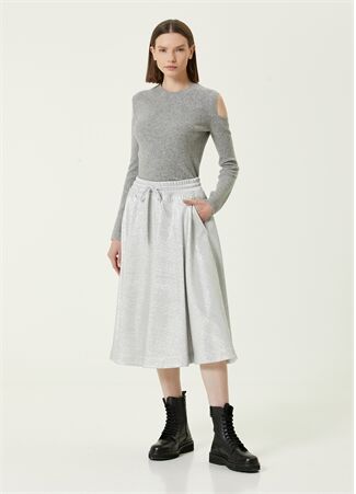 Valentino Kadın Silver Beli Bağcıklı Midi Etek Gri S Eu