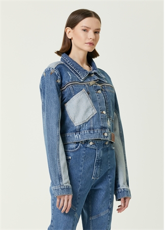 Lol Kadın Izabel Mavi Patchwork Detaylı Jean Ceket 36 US Lol Kadın Izabel Mavi Patchwork Detaylı Jean Ceket 36 US