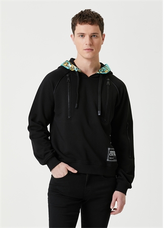 Versace Jeans Couture Erkek Siyah Kapüşonlu Logolu Sweatshirt S EU Versace Jeans Couture Erkek Siyah Kapüşonlu Logolu Sweatshirt S EU