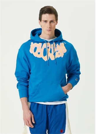 Icecream Erkek Saks Kapüşonlu Logo Baskılı Sweatshirt Mavi S Eu Icecream Erkek Saks Kapüşonlu Logo Baskılı Sweatshirt Mavi S Eu