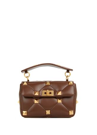 Valentino Garavani Kadın Rockstud Kahverengi Deri Omuz Çantası EU
