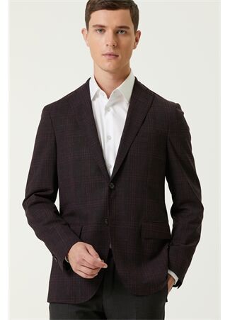 Pal Zileri Erkek Bordo Kareli Yün Ceket 48 IT