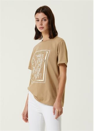 Network Kadın Basic Fit Bej T-shirt XS EU