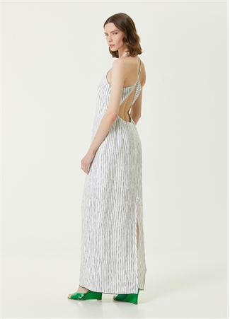 Gül Hürgel Kadın Koyu Mavi Çizgili Halter Yaka Maksi Keten Elbise Lacivert M EU Gül Hürgel Kadın Koyu Mavi Çizgili Halter Yaka Maksi Keten Elbise Lacivert M EU