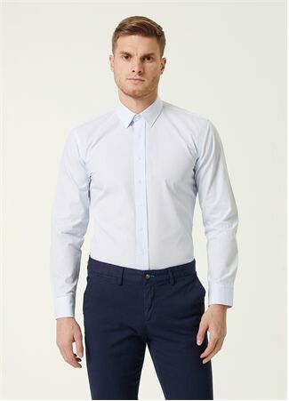Network Erkek Non-Iron Slim Fit Mavi Gömlek 38 EU