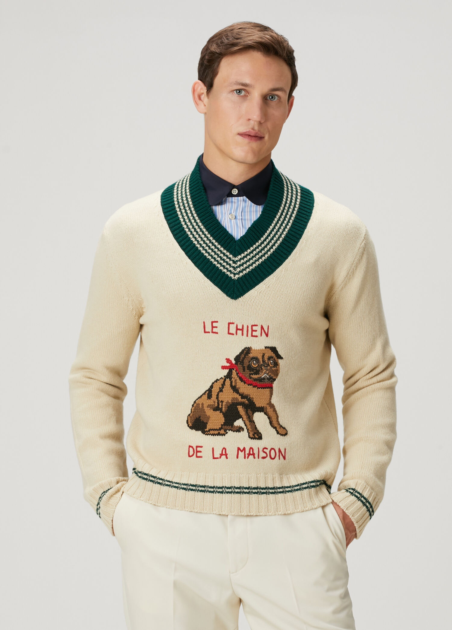 Valentino - Off-White Figure Jacquard Wool Sweater