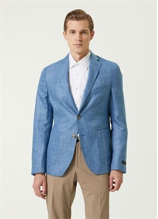 Pal Zileri Erkek Mavi Kelebek Yaka Yün Ceket 58 IT