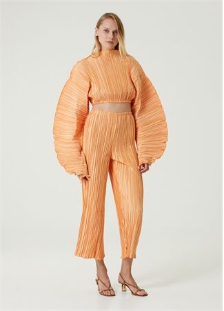 Cult Gaia Kadın Somon Yüksek Bel Pilili Pantolon Turuncu XS EU