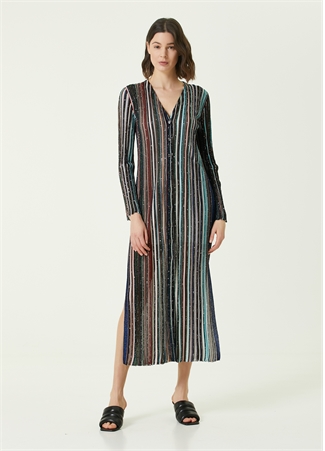 Missoni Kadın V Yaka Çizgili İşlemeli Uzun Hırka Mavi 42 IT Missoni Kadın V Yaka Çizgili İşlemeli Uzun Hırka Mavi 42 IT