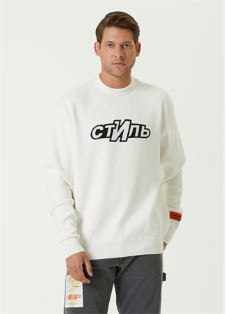 Heron Preston Erkek Beyaz Kontrast Jakarlı Kazak S EU