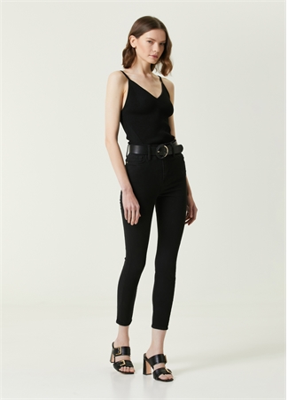 Frame Denim Kadın Le High Skinny Siyah Jean Pantolon 23 Us