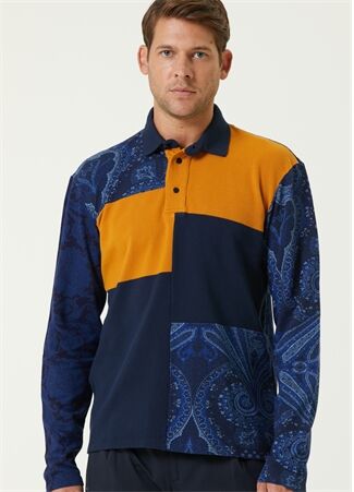 Etro Erkek Mavi Sarı Polo Yaka Patchwork Desenli Sweatshirt S EU Etro Erkek Mavi Sarı Polo Yaka Patchwork Desenli Sweatshirt S EU