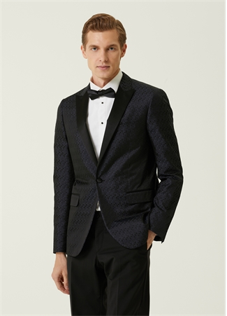 Pal Zileri Erkek Lacivert Puantiye Desenli İpek Ceket Mavi 46 IT