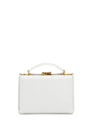 Mark Cross Kadın Beyaz Logolu Deri Omuz Çantası EU