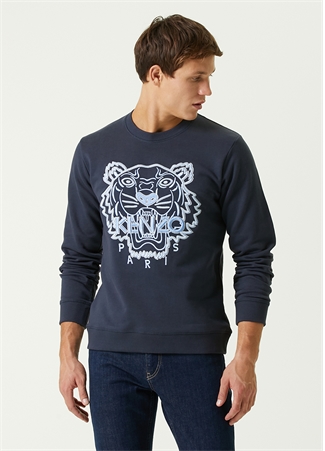 Kenzo Erkek Mavi Kaplan Detaylı Logolu Sweatshirt Lacivert S EU Kenzo Erkek Mavi Kaplan Detaylı Logolu Sweatshirt Lacivert S EU
