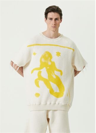 Msgm Erkek Sweatshirt Bej Xs Eu