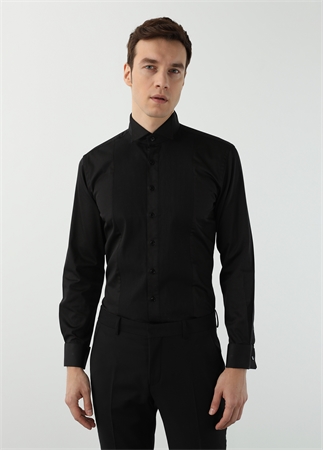 Network Erkek Slim Fit Siyah Smokin Gömleği 38 EU