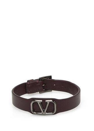 Valentino Garavani Erkek Vring Kırmızı Deri Bileklik EU